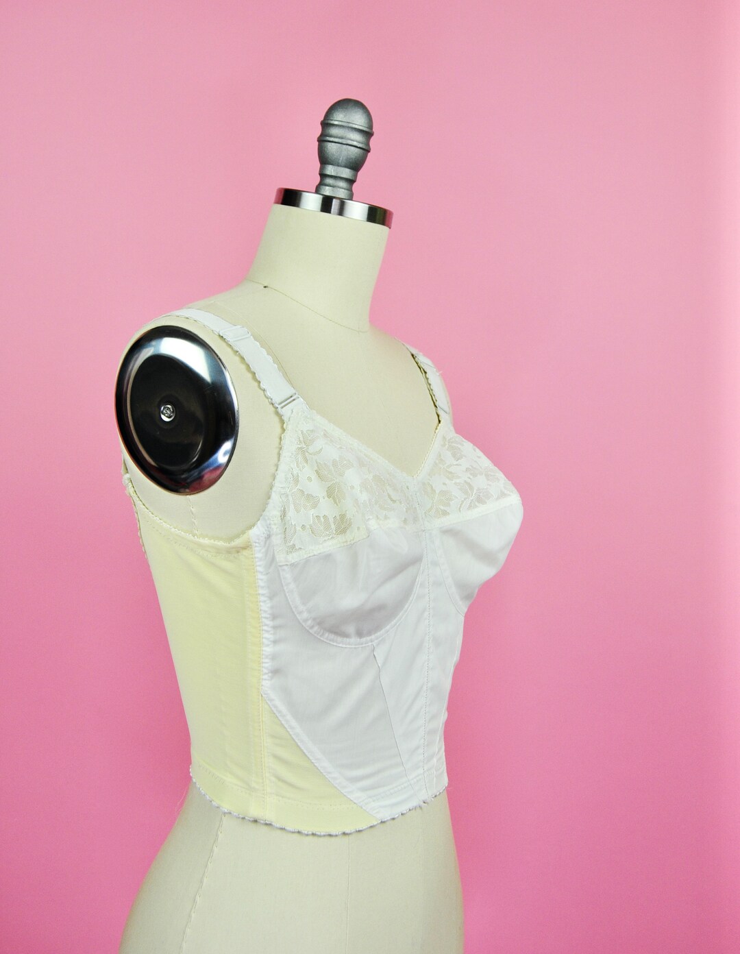 1960s Vintage Glamorise White & Yellow Bustier Long Line Bra 34C - Etsy