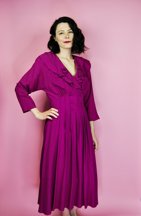 1980s Vintage Bright Pink Fuchsia Paul Harris Dress -… - Gem