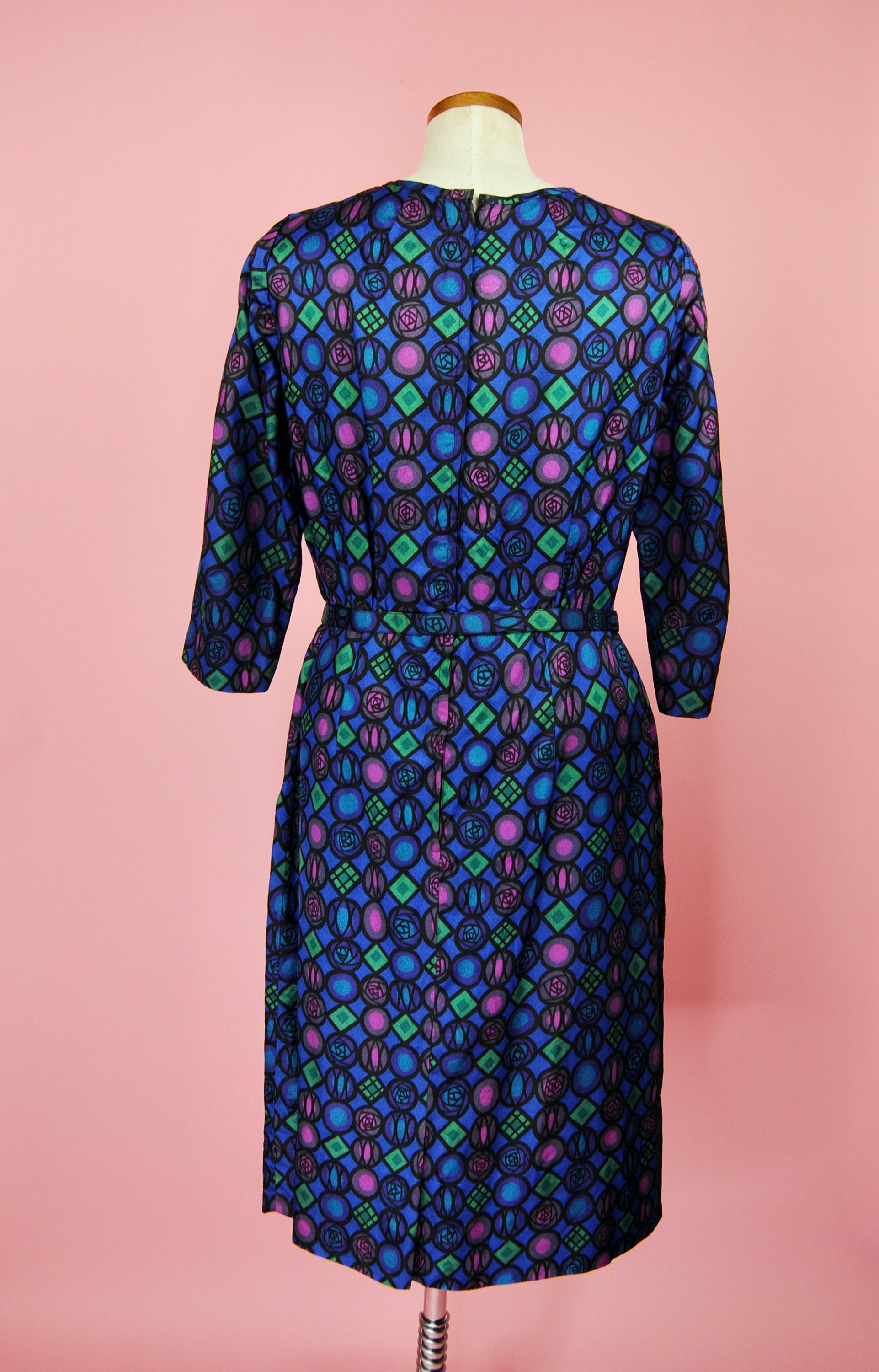 1960s Psychedelic Cocktail Dress in Jewel Tones - XL or 1X - Etsy
