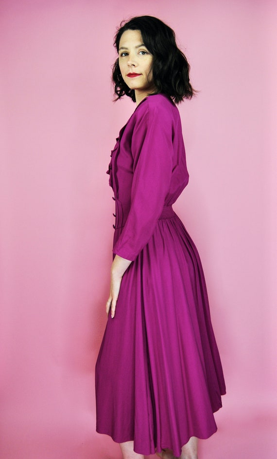 1980s Vintage Bright Pink Fuchsia Paul Harris Dress -… - Gem