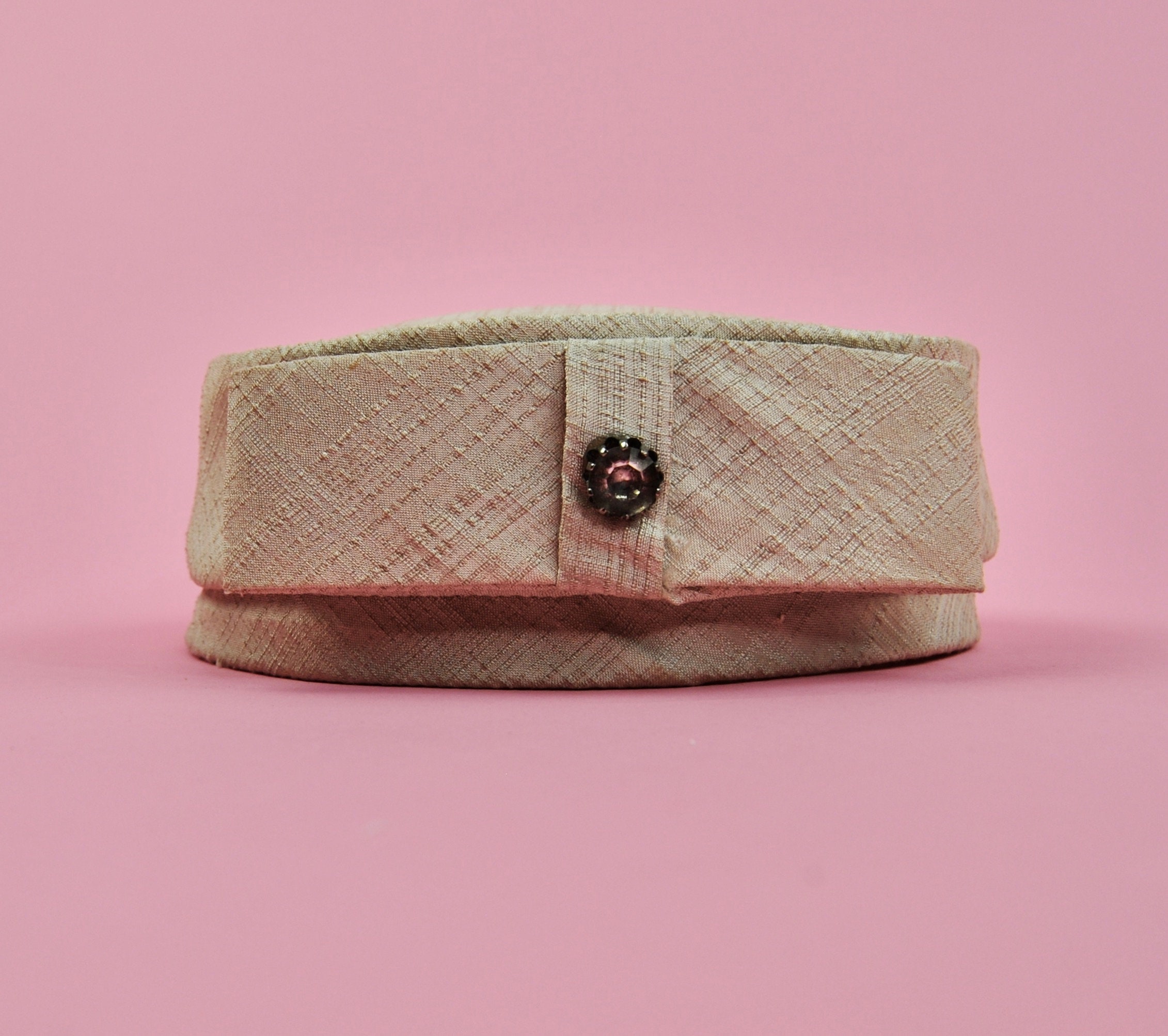 Vintage 1960s Elegant Cream Pill Box Hat With Rhinestone - Etsy