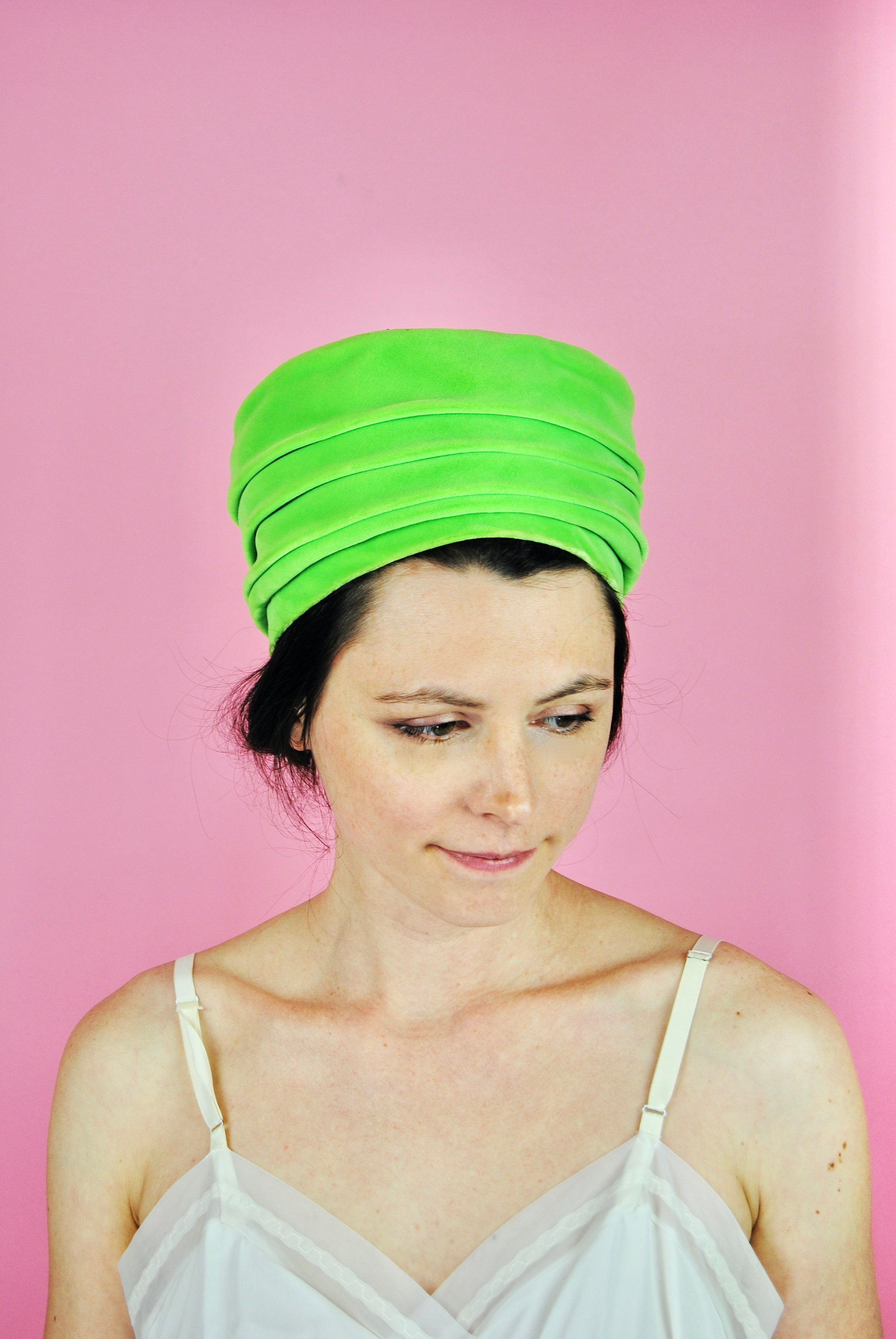 1960s Bright Lime Green Velvet Hat - Etsy