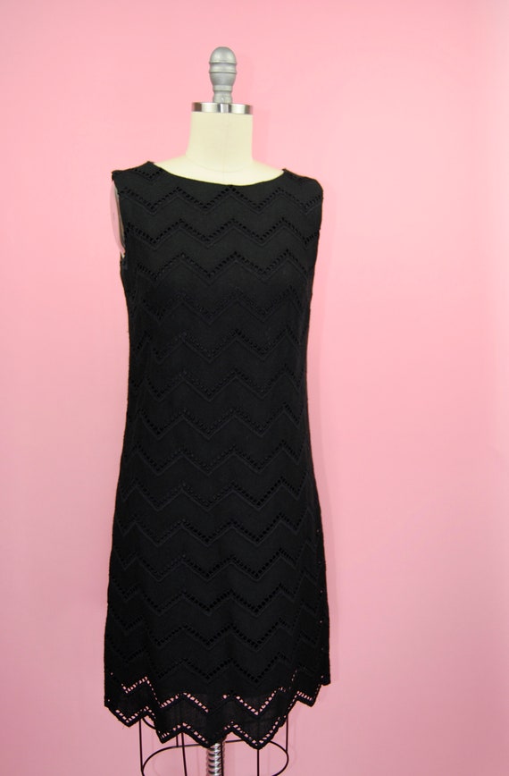1960s Vintage "Juniors by Suzette" Unique Black Shift… - Gem