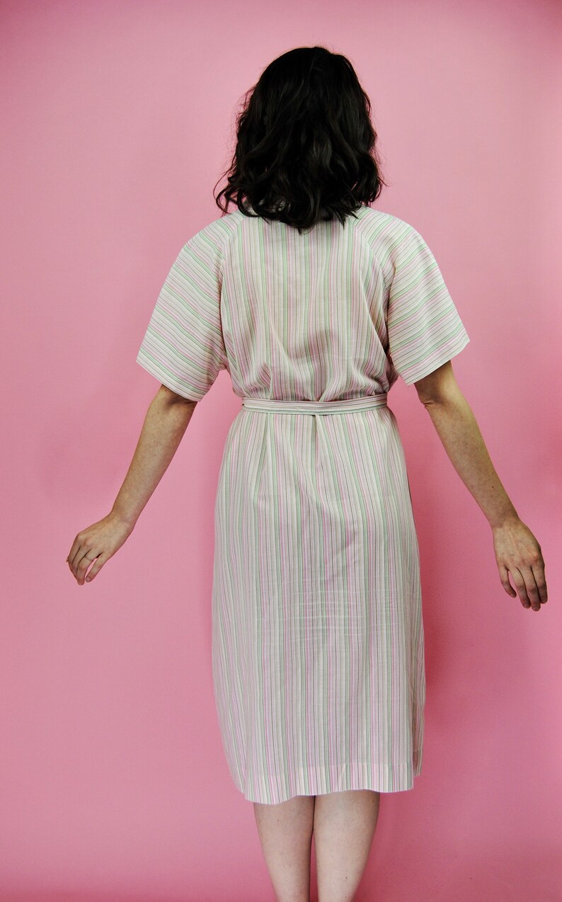 1960s "dee Dee by Decatur" Striped Pink and Green House Dress - Lg - Etsy