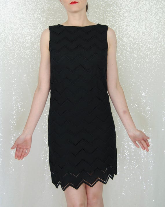 1960s Vintage "Juniors by Suzette" Unique Black Shift… - Gem