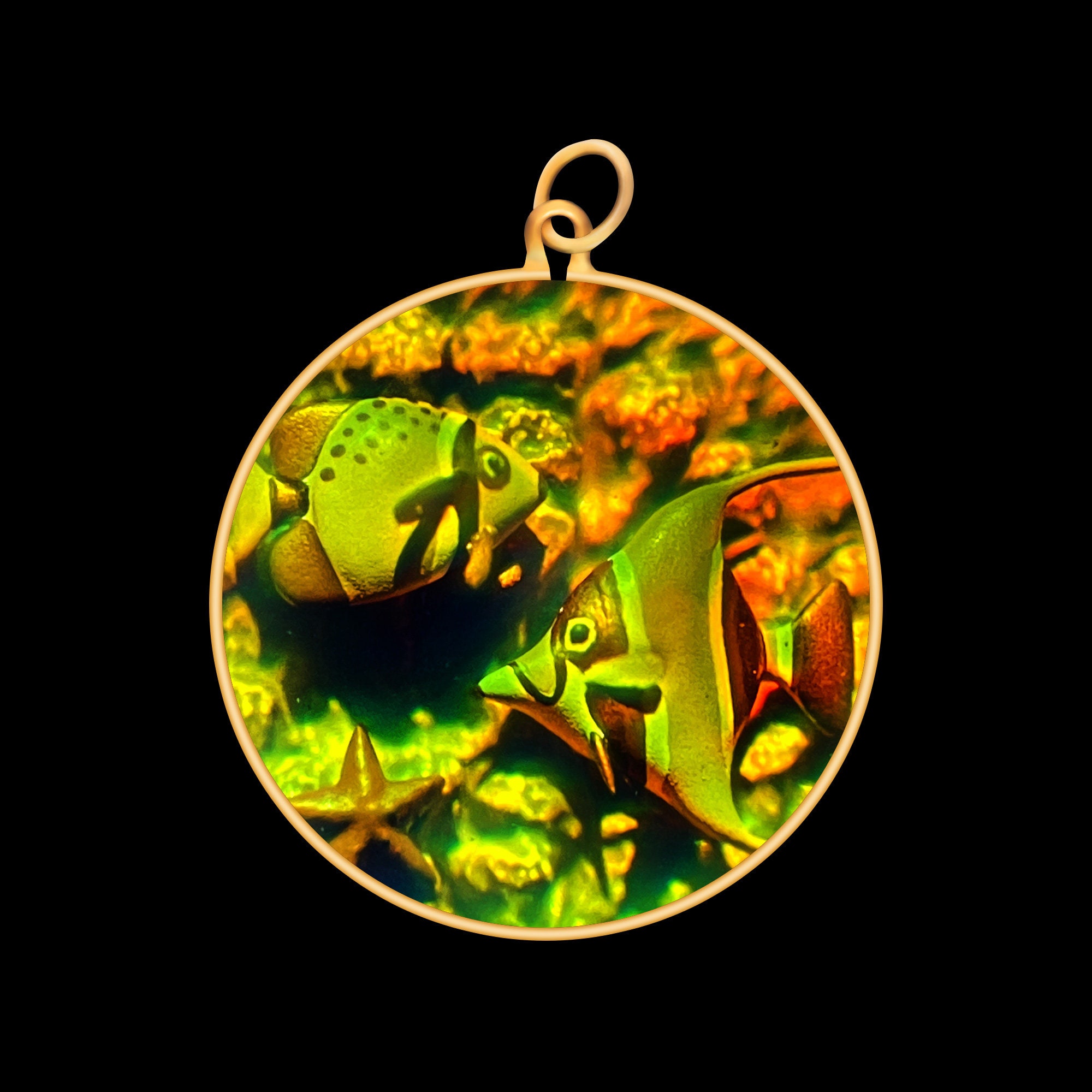 9ct Gold Hologram Pendant Tropical Fish medium - Etsy