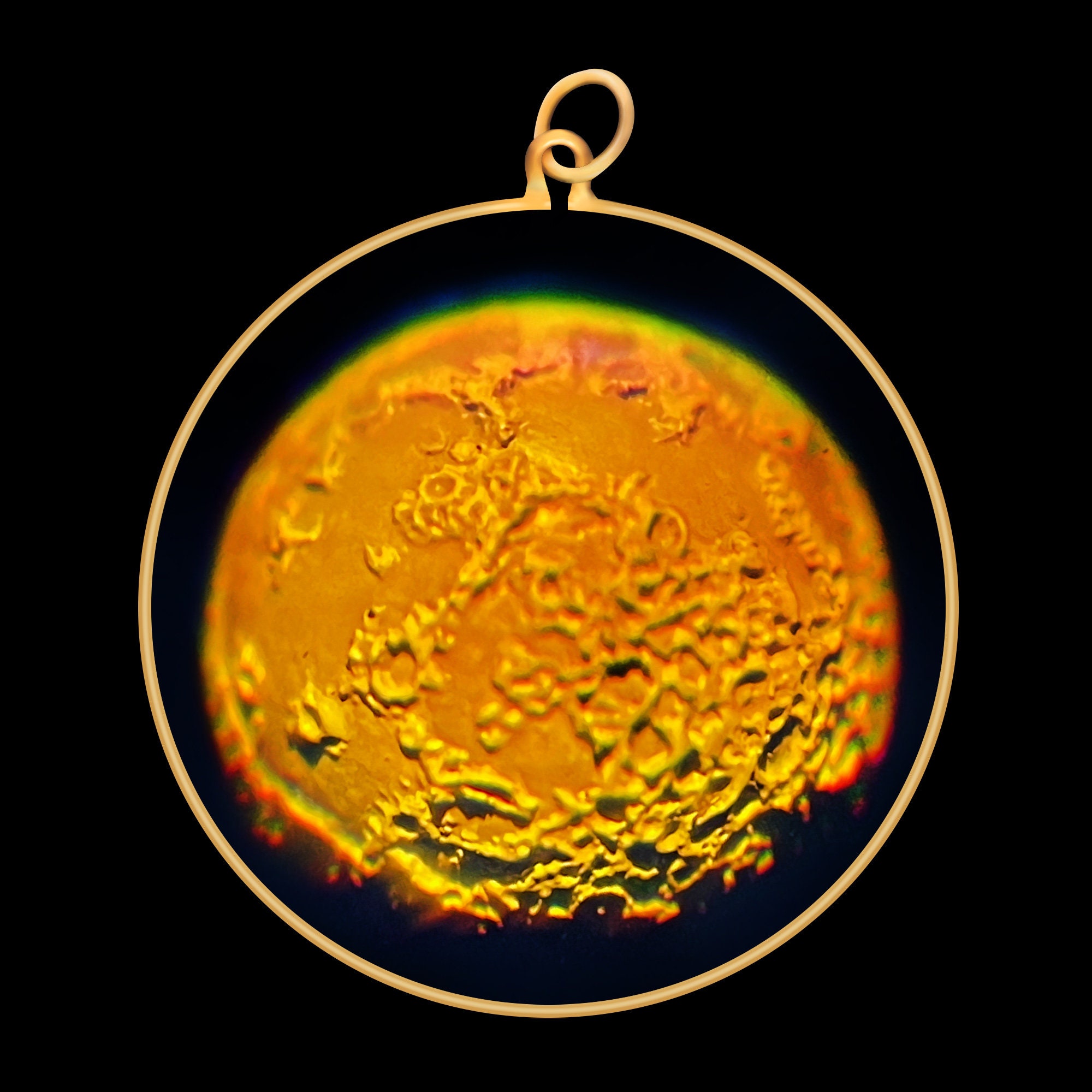 9ct Gold Hologram Pendant - Moon (large) - Etsy UK