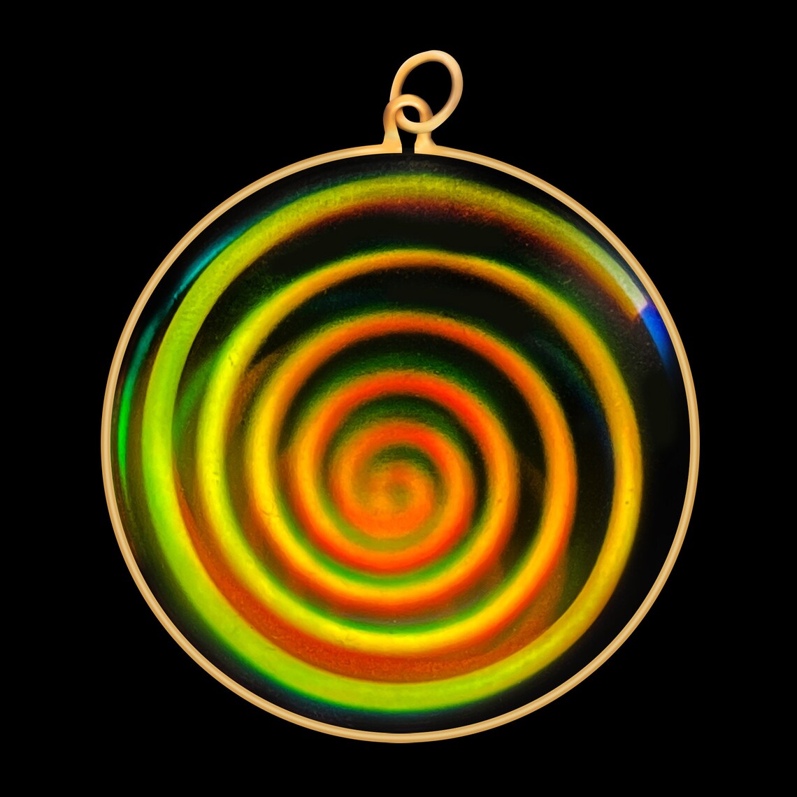 9ct Gold Hologram Pendant Coil Spiral Large | Etsy
