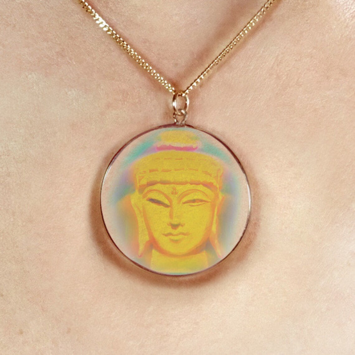 9ct Gold Hologram Pendant - Buddha (medium) - Etsy UK