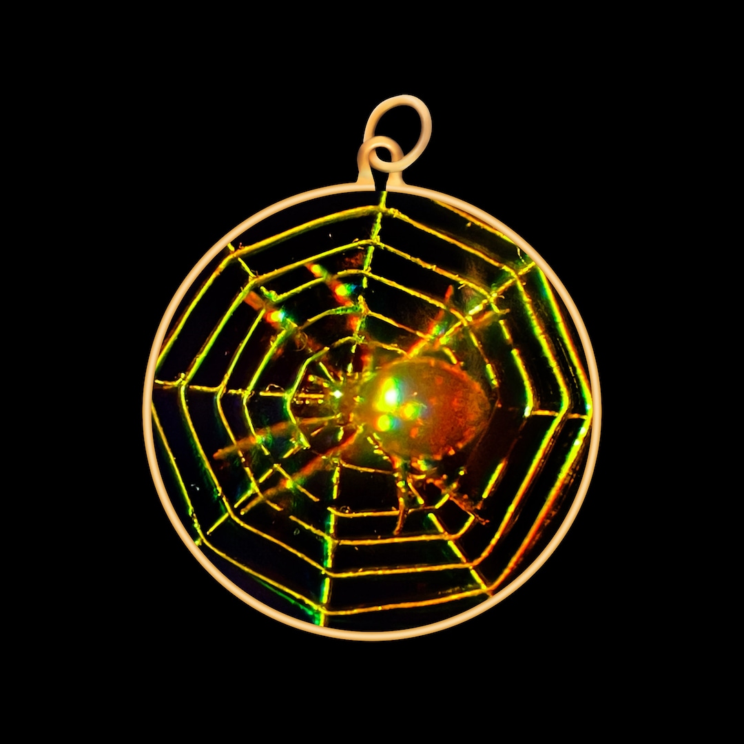9ct Gold Hologram Pendant - Spider Web (medium) - Etsy