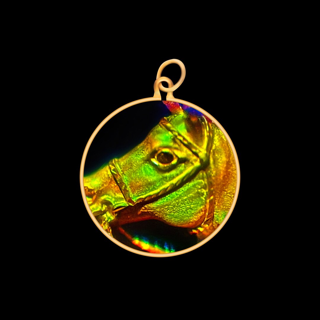 9ct Gold Hologram Pendant - Horse (small) - Etsy