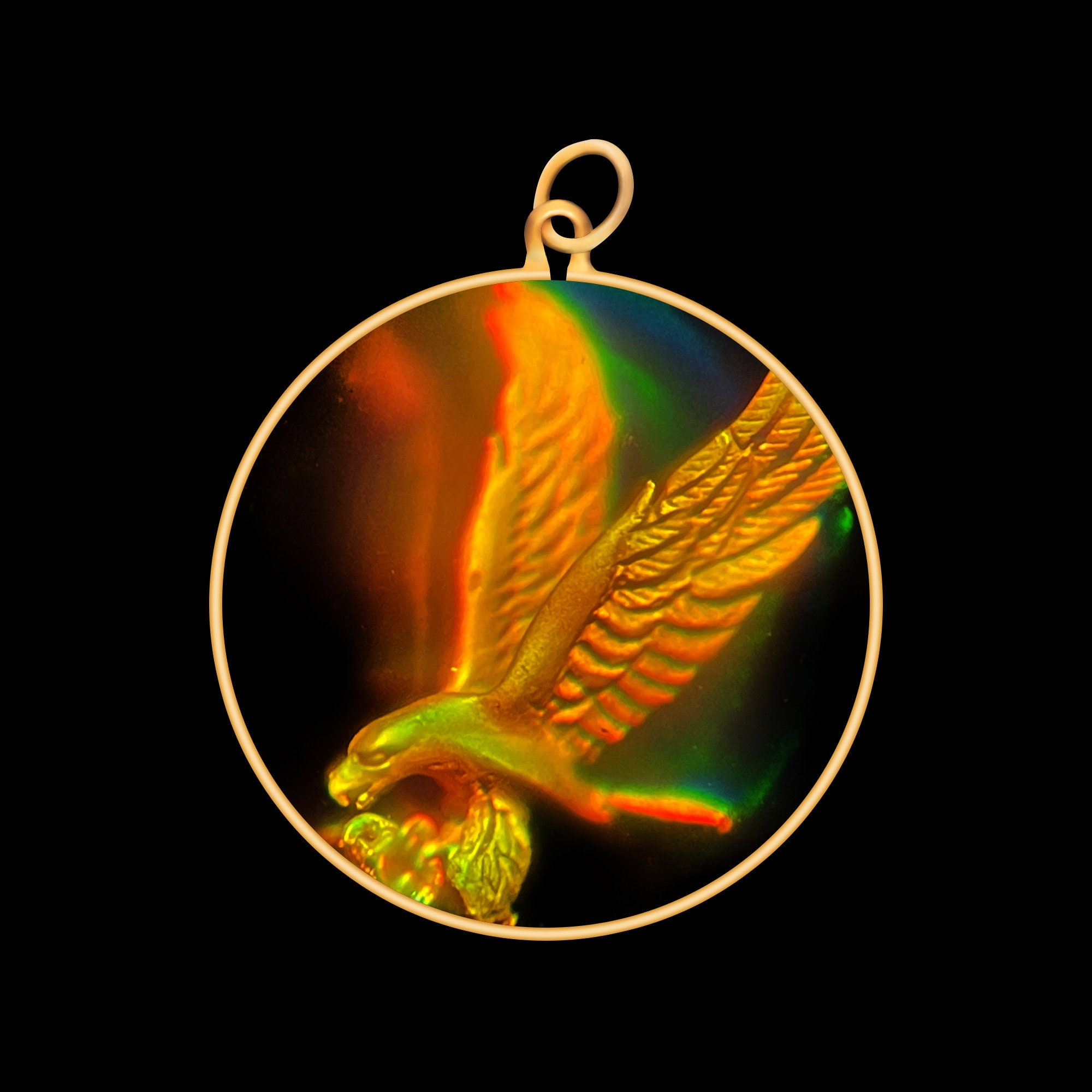9ct Gold Hologram Pendant - Eagle (medium) - Etsy UK