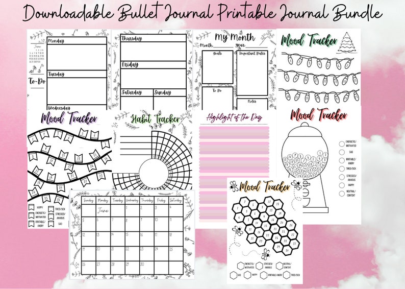 Bullet Journal Templates Printable Journal Bundle Downloadable PDF - Etsy