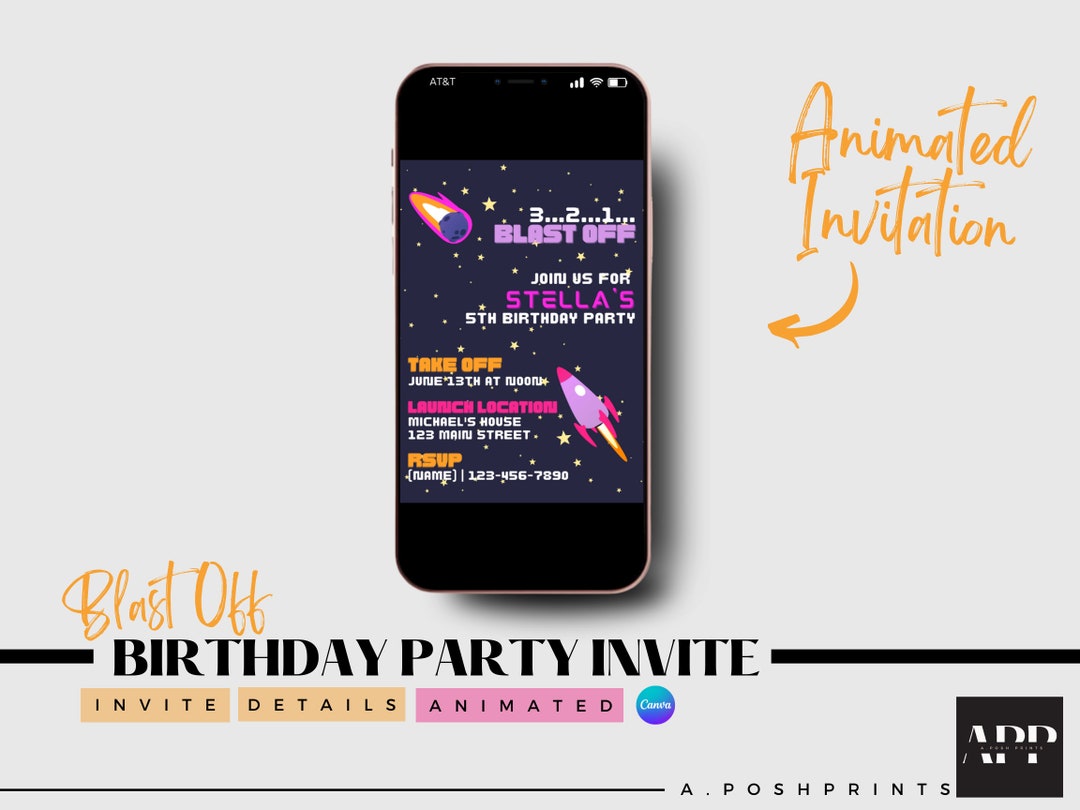 Space Birthday Party, Digital Birthday Party Invite, Text Message ...