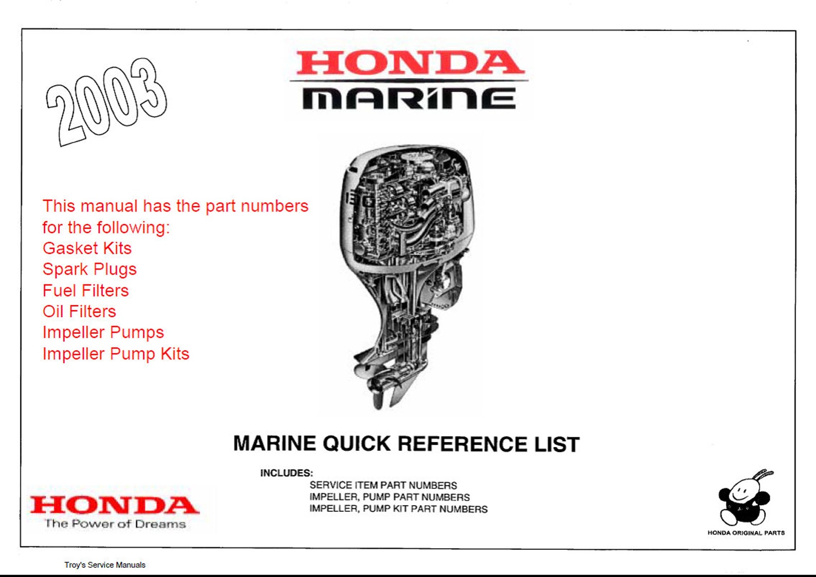 Honda Outboard Identification, Quick Reference, Pre-rigging, Remote ...