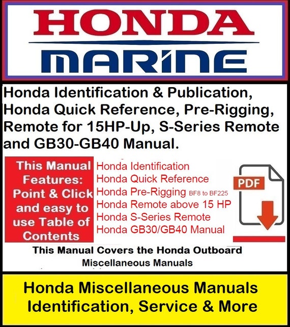 Honda Outboard Identification Quick Reference Pre-rigging | Etsy