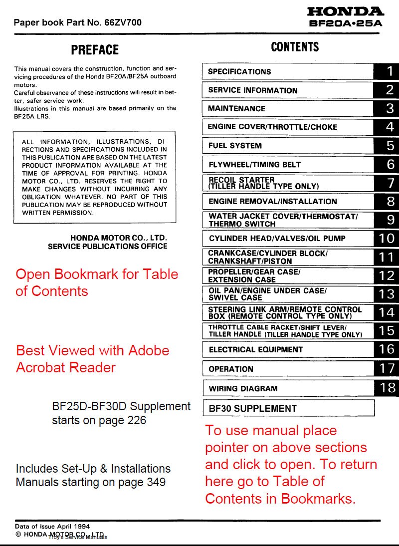 Honda Outboard BF20A-BF25A-BF30A-BF25D-BF30D Service Repair & Shop Manual - Etsy