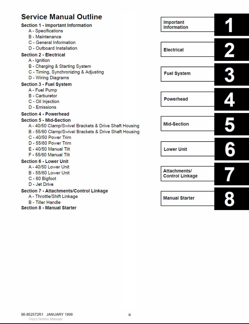 Mercury Outboard Repair Service & Shop Manual 40/50/55/60 Two Stroke - Etsy