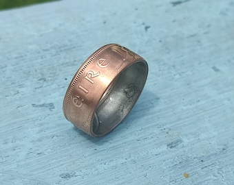 Irish Coin Ring, Celtic Jewelry, STERLING SILVER Band, Eire, Rabbit ...