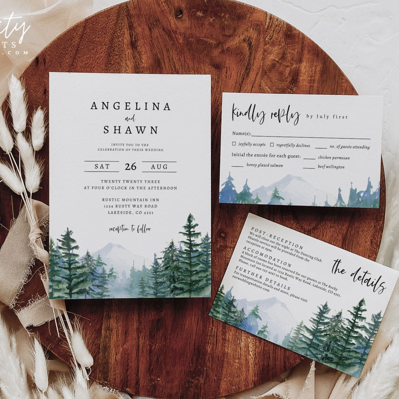 Woodsy Wedding Invitation - Etsy