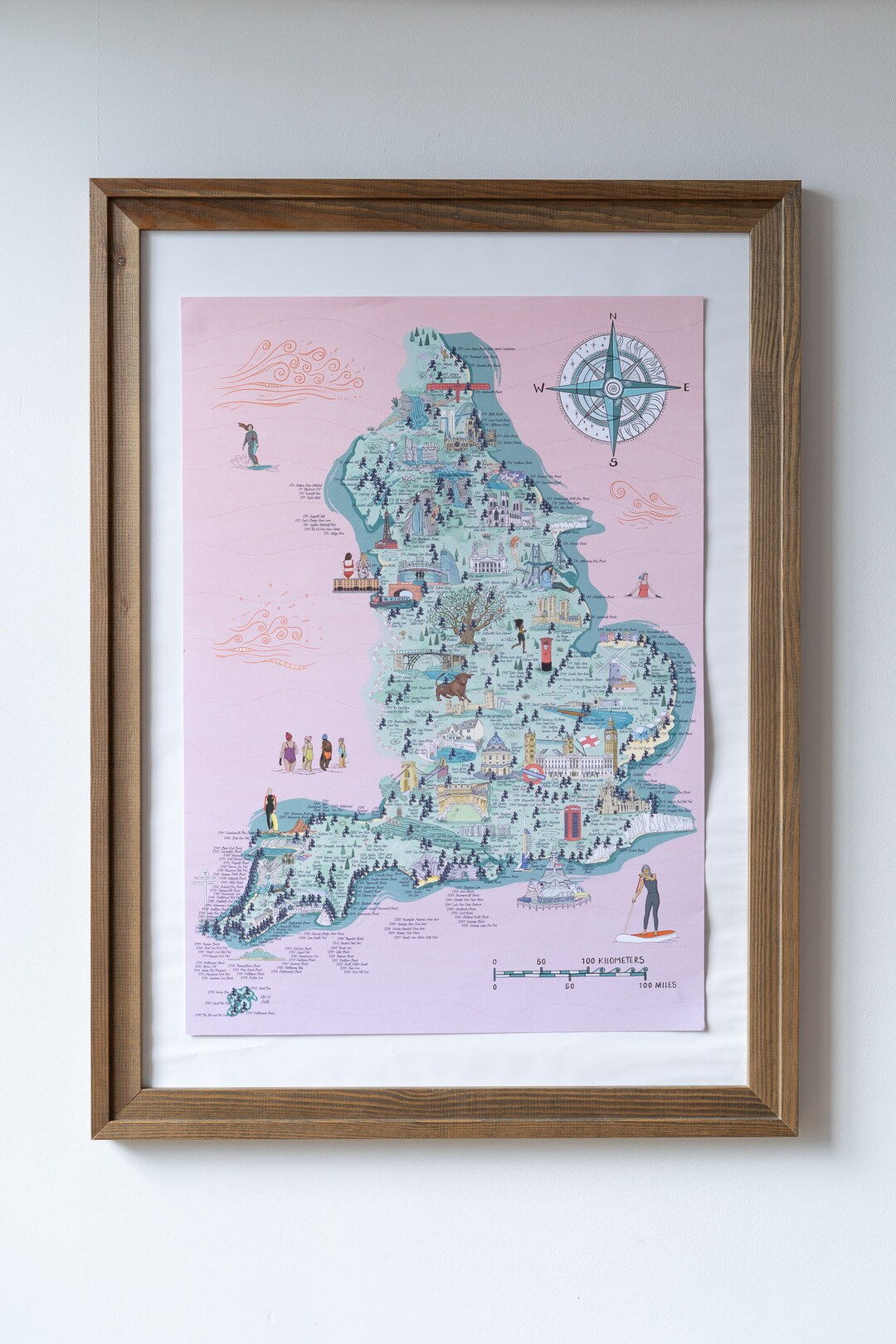 Wild Swim England Map A2 Print - Etsy