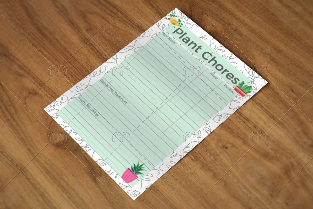 Printable Plant Chore to Do List for Watering, Fertilizing, Repotting ...