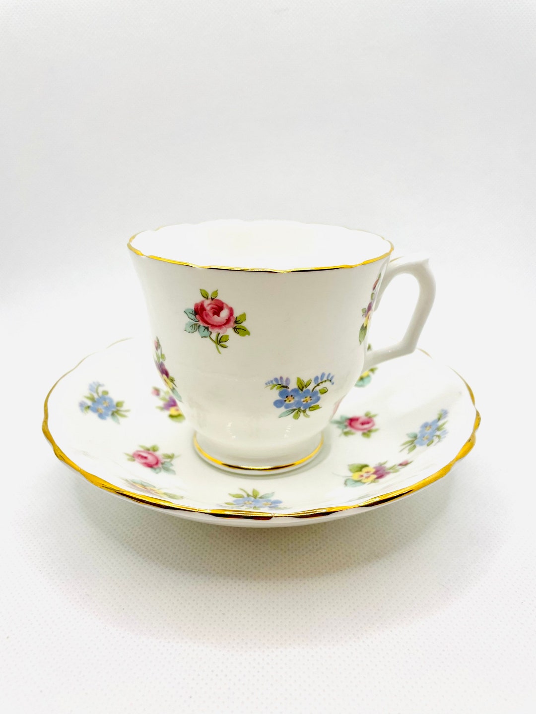 1964-1974 Staffordshire Bouquet Tea Cup & Saucer - Etsy