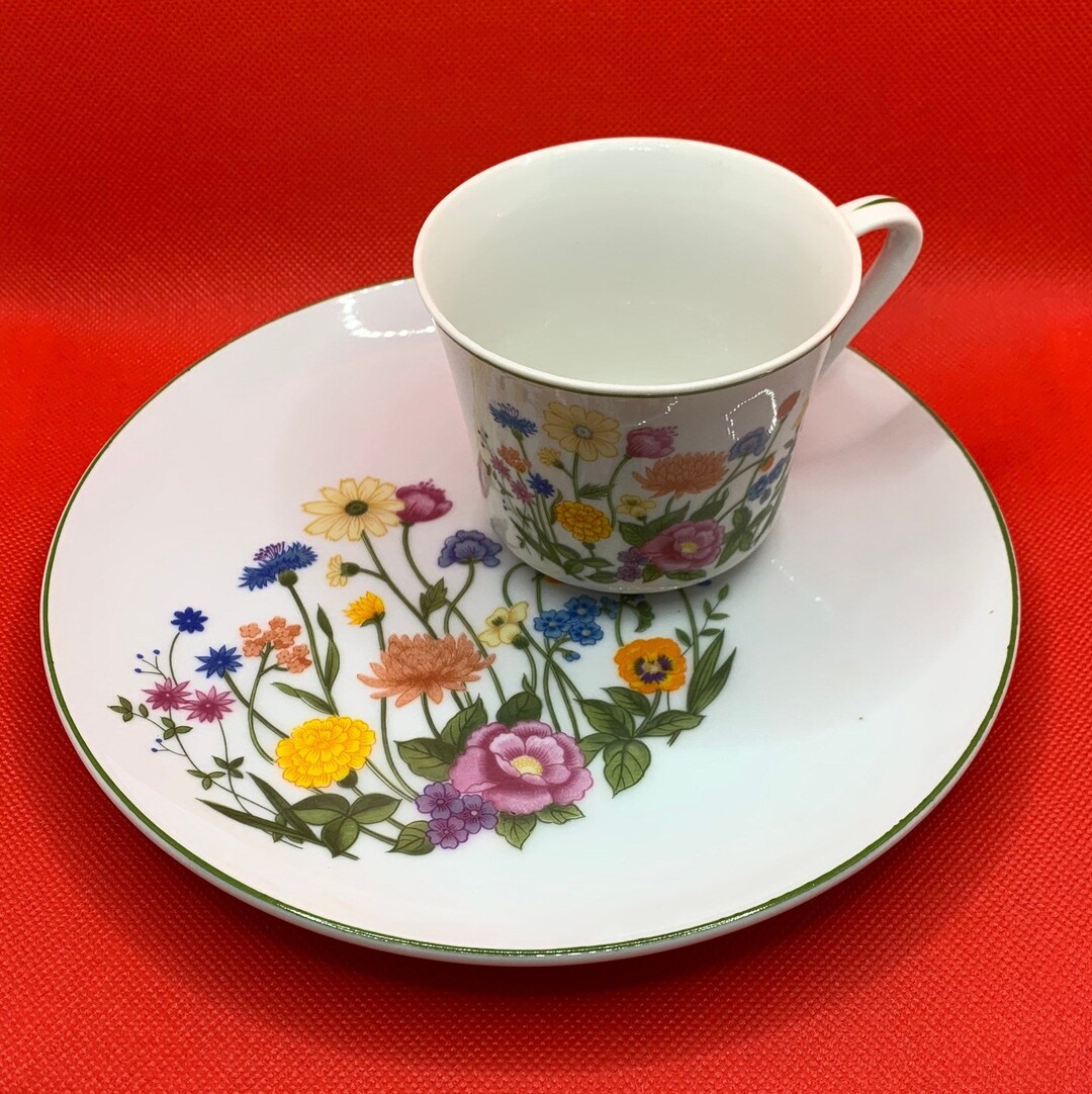 1986-1996 Wellington Japan Wildflower Fine China Tea Cup and Snack ...