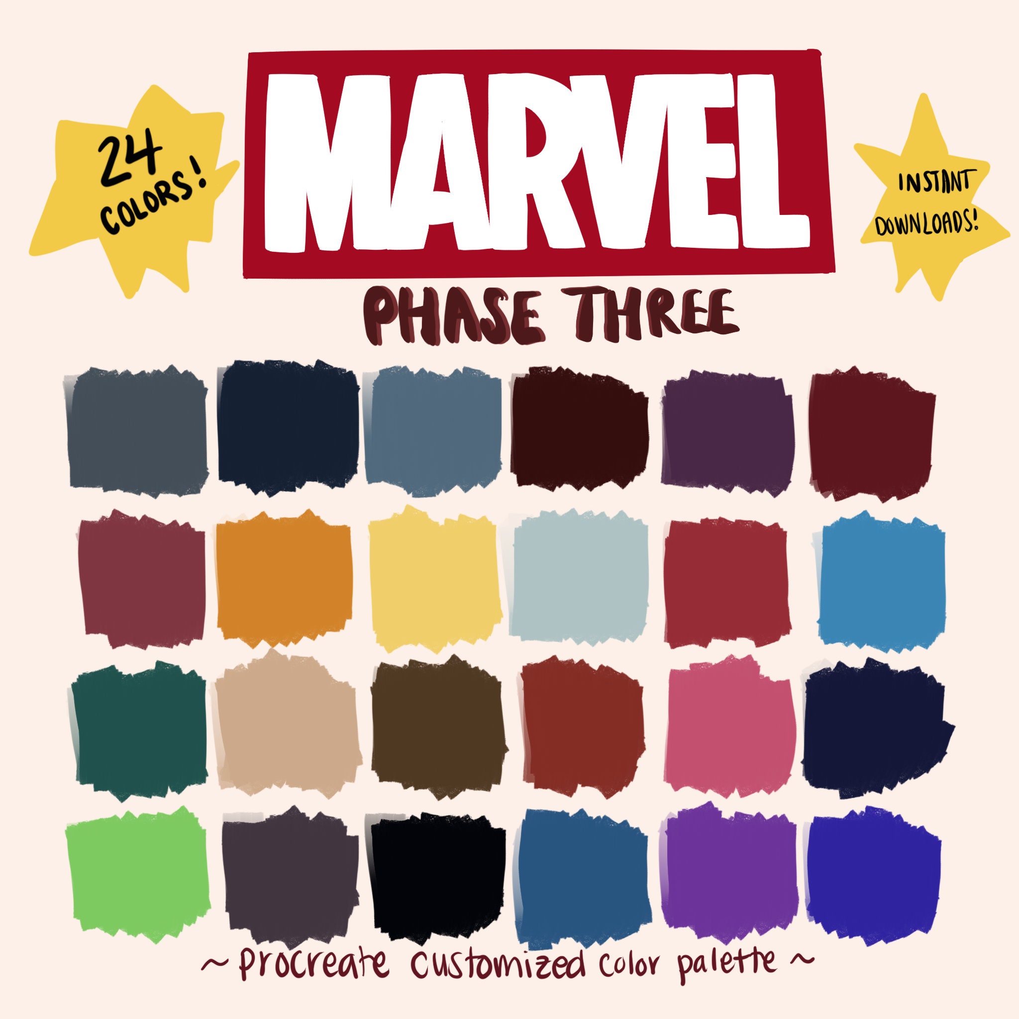 Marvel Procreate Color Palette, Phase One, Digital Art Design Color - Etsy