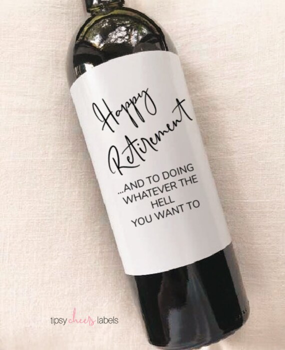 Happy Retirement Wine Bottle Label Retirement Card Etsy
