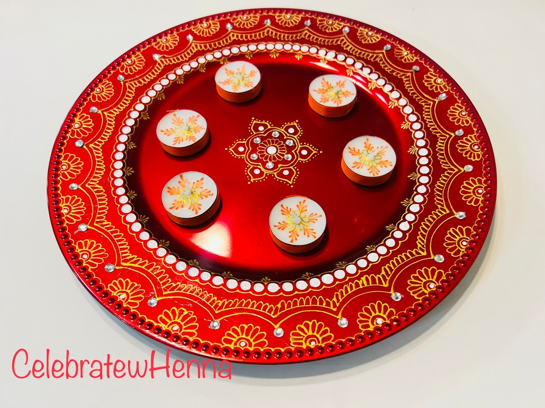 Set of 5 Decorative Henna Charger Plates Get a Set of 6 Henna Tea ...