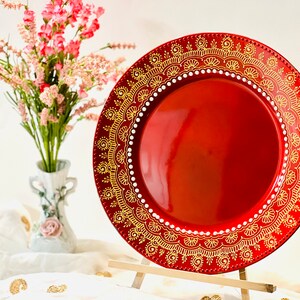 Hand Painted Henna Charger Plate: Indian Wedding Mehndi Decoration - Etsy