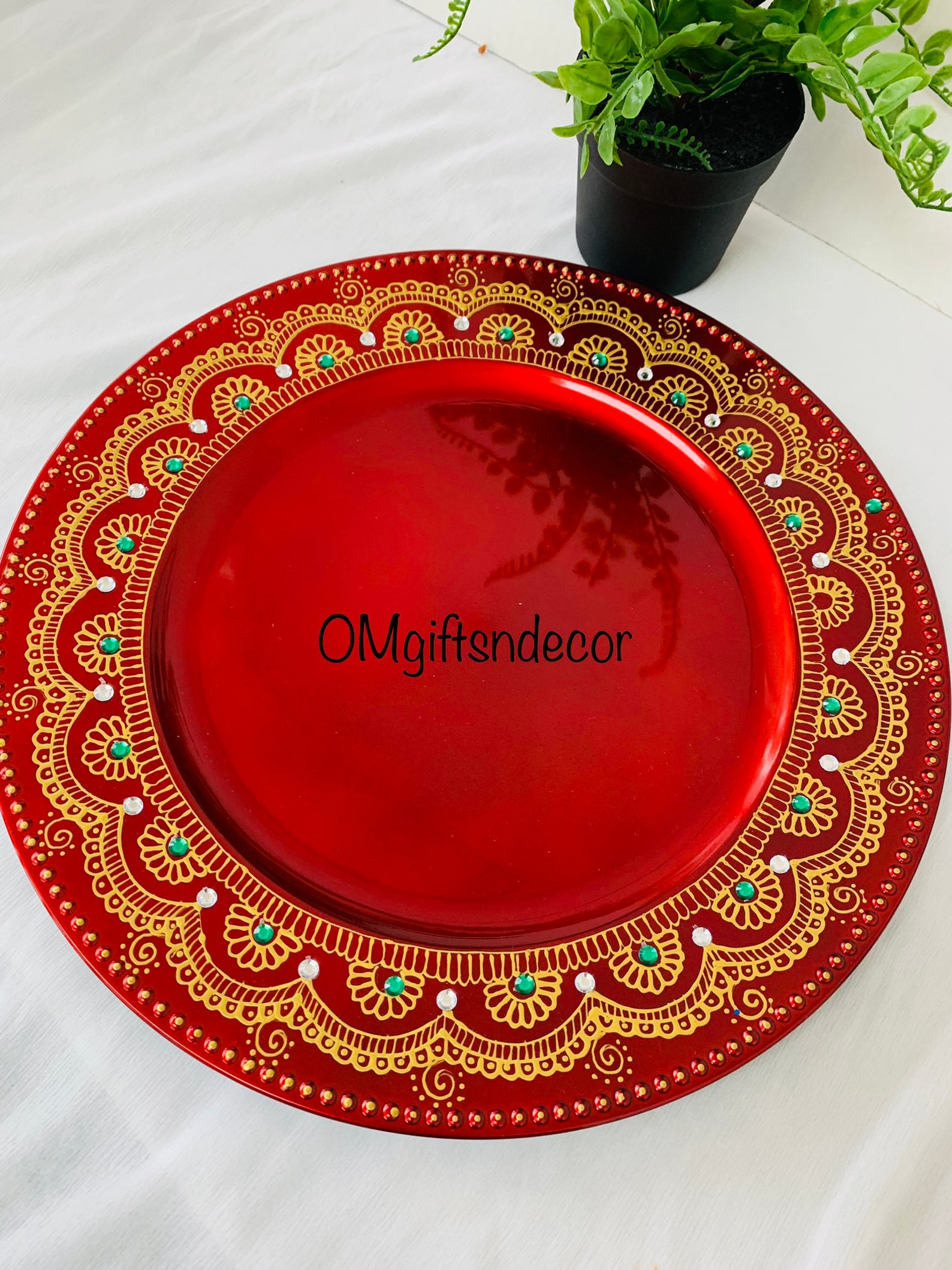 Set of 5 and 10 Decorative Henna Art Charger Plates With | Etsy