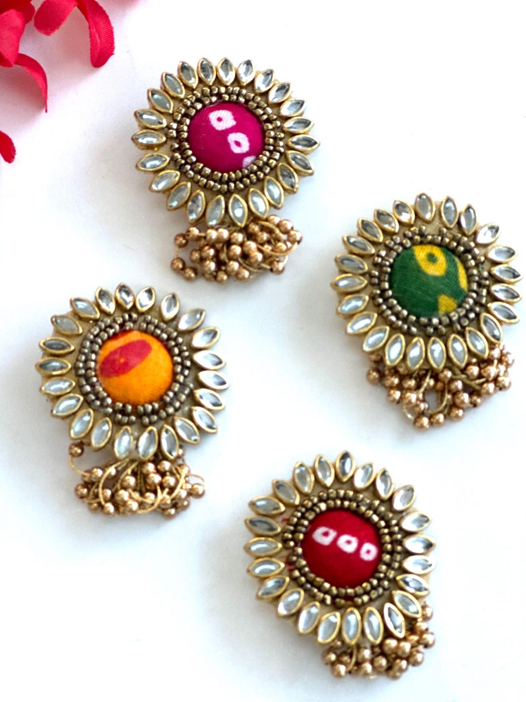 12 PCS Bandhani Saree Brooches, Wedding Brooch, Saree Pin FREE SHIPPING ...