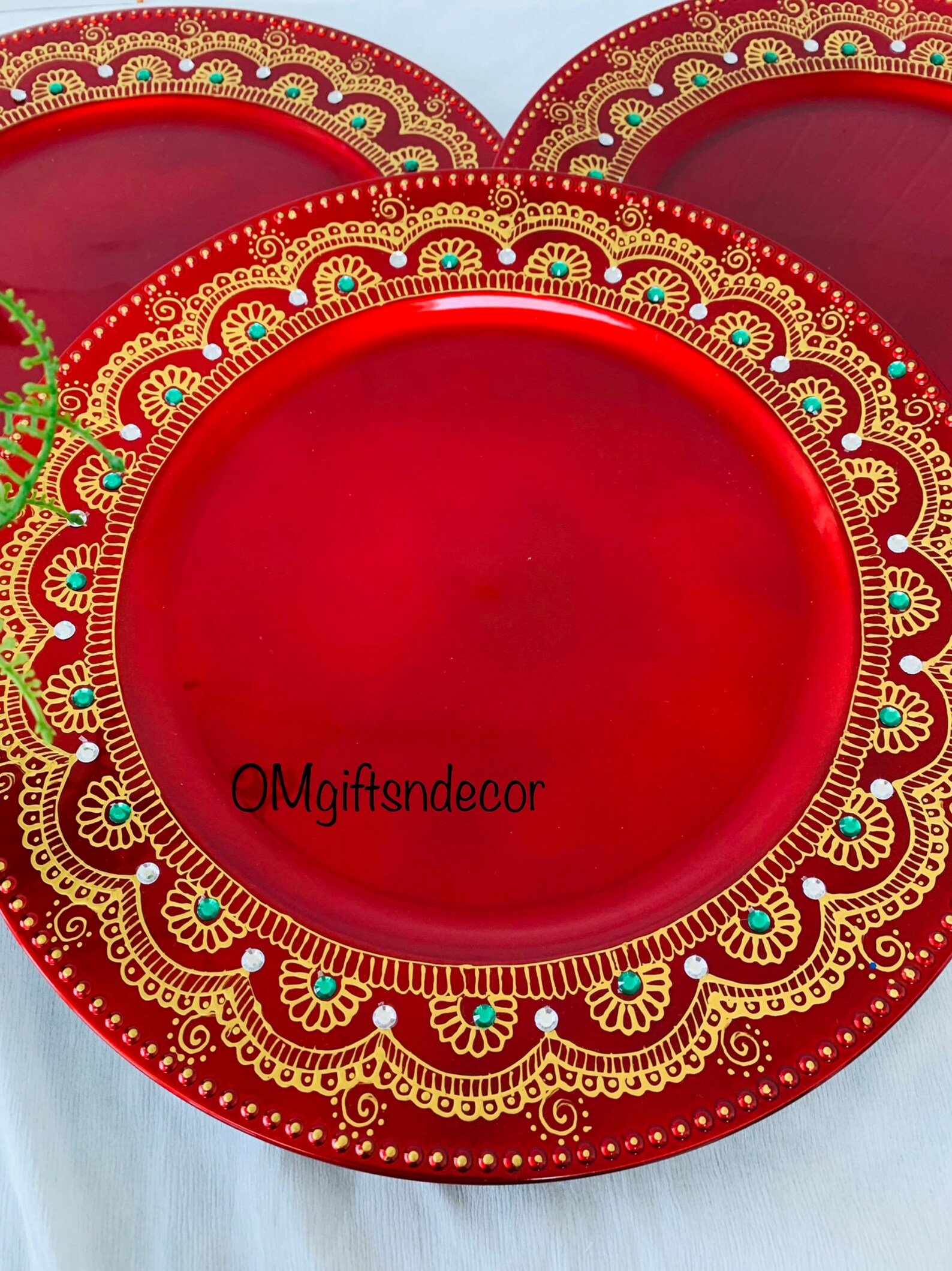 Set of 5 and 10 Decorative Henna Art Charger Plates With | Etsy