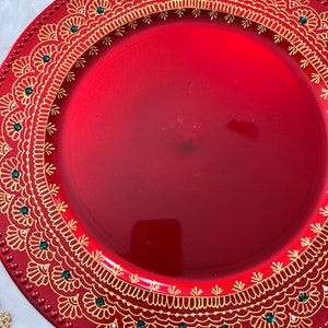 Hand Painted Henna Charger Plate: Indian Wedding Mehndi Decoration - Etsy