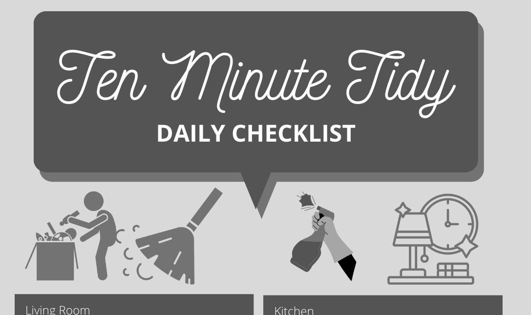 Ten Minute Tidy - Daily Checklist - Etsy