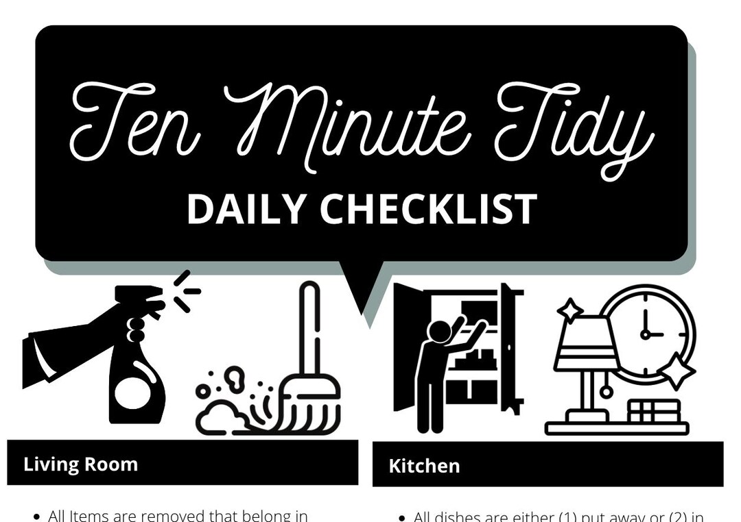Ten Minute Tidy - Daily Checklist - Etsy