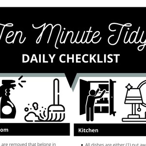 Ten Minute Tidy - Daily Checklist - Etsy