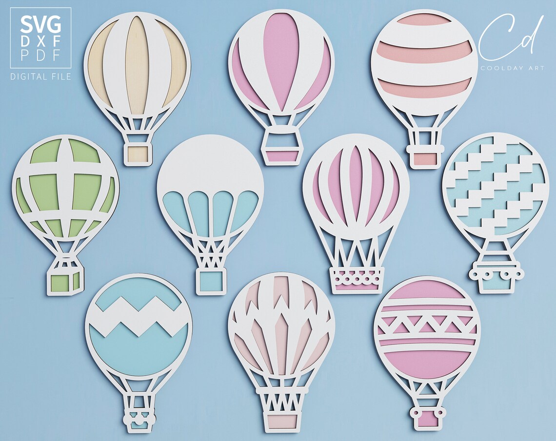 Air Balloon Ornament Hanger Tiered Tray File SVG DXF PDF - Glowforge ...