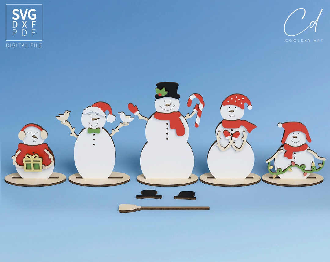 Schneemann Plotterdatei Plotterdatei SVG DXF PDF Laserforge Lasercut Datei, Laser holz schneiden ...