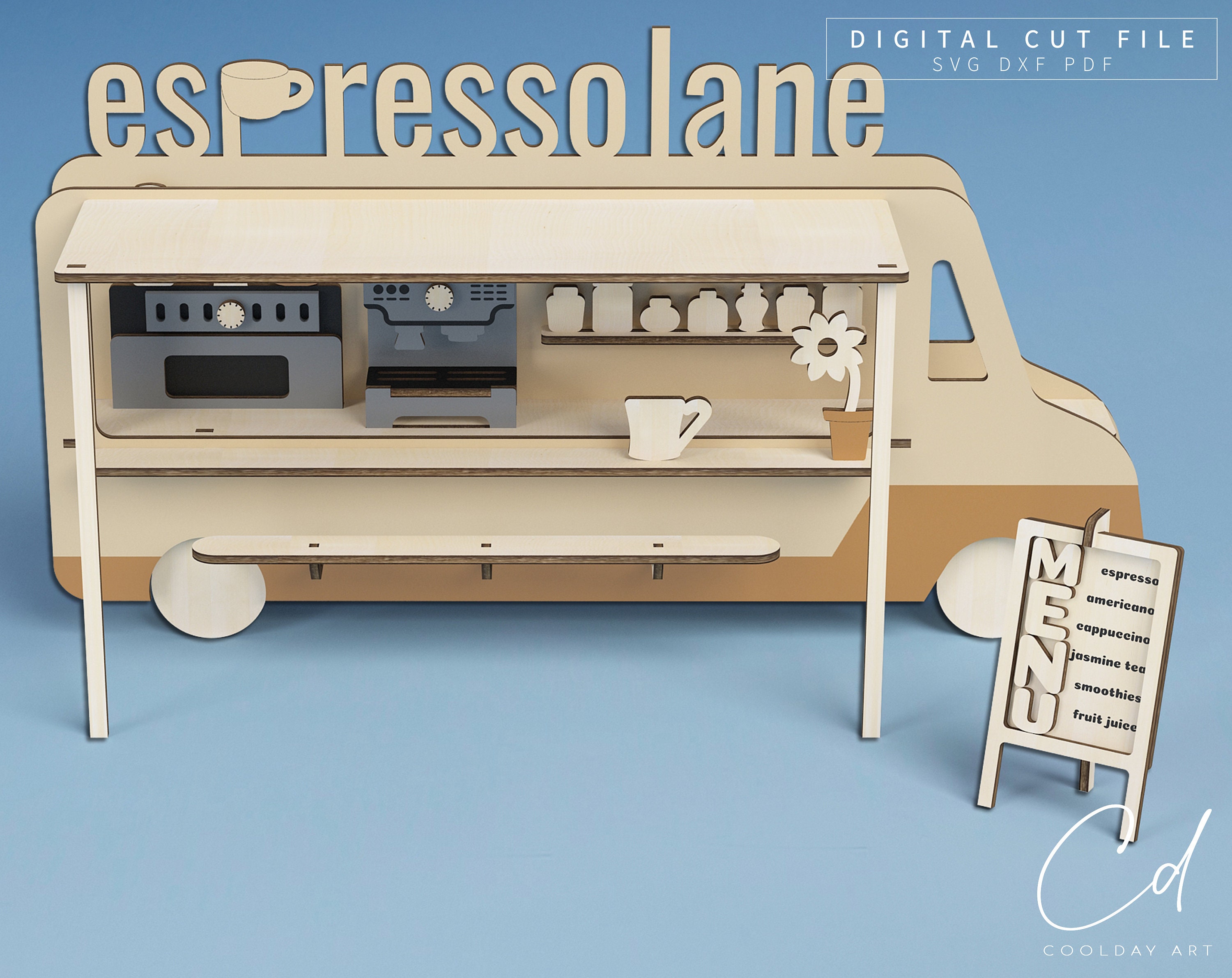 Food Truck, Cafe Truck, Ice Cream Cart, Taco SVG DXF PDF - Glowforge ...