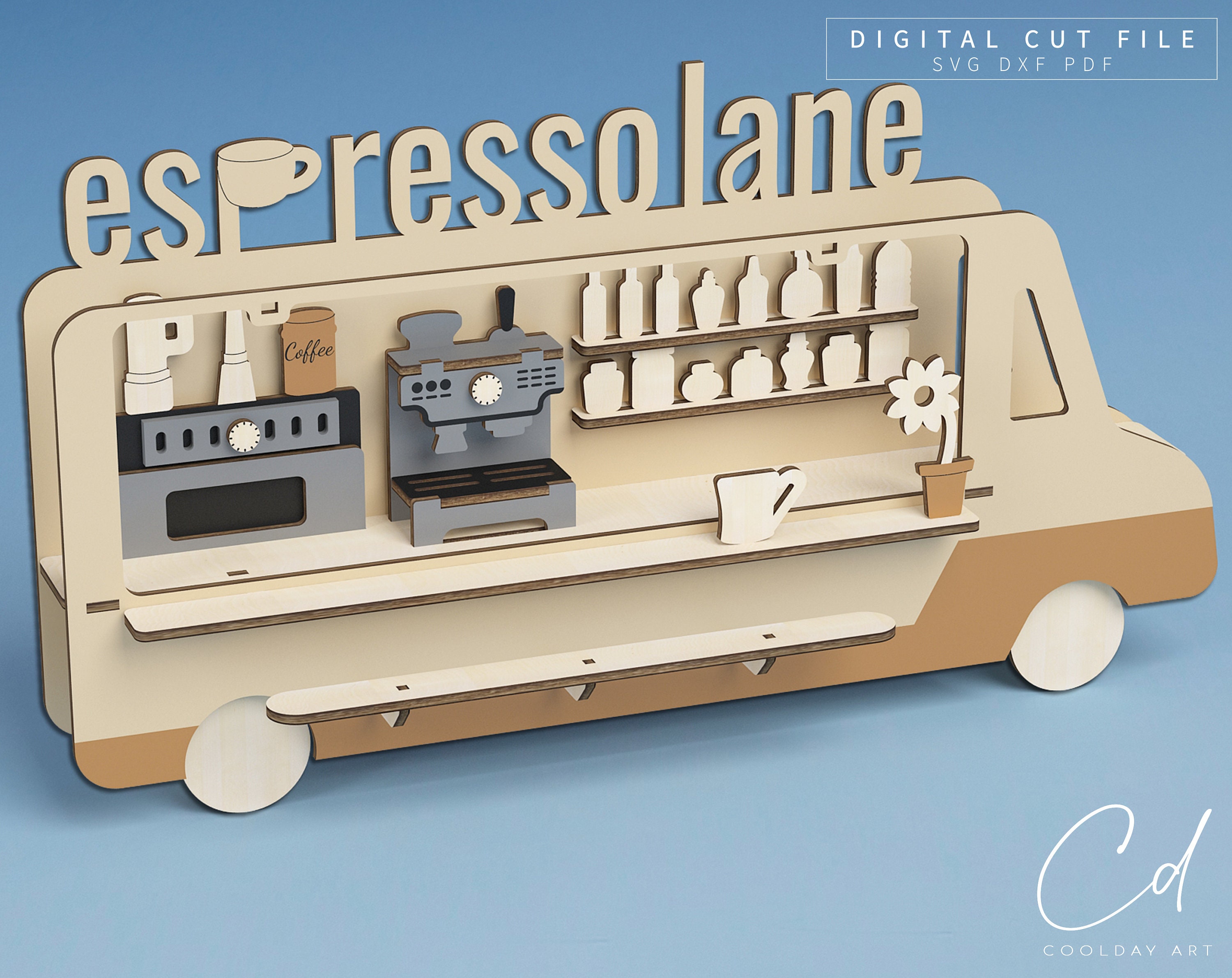 Food Truck, Cafe Truck, Ice Cream Cart, Taco SVG DXF PDF - Glowforge ...