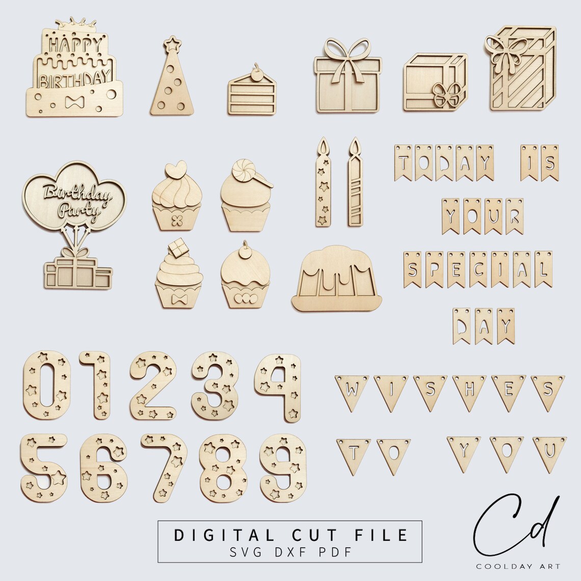 Birthday Cake Tiered Tray File SVG DXF PDF - Glowforge Laser Cut File ...