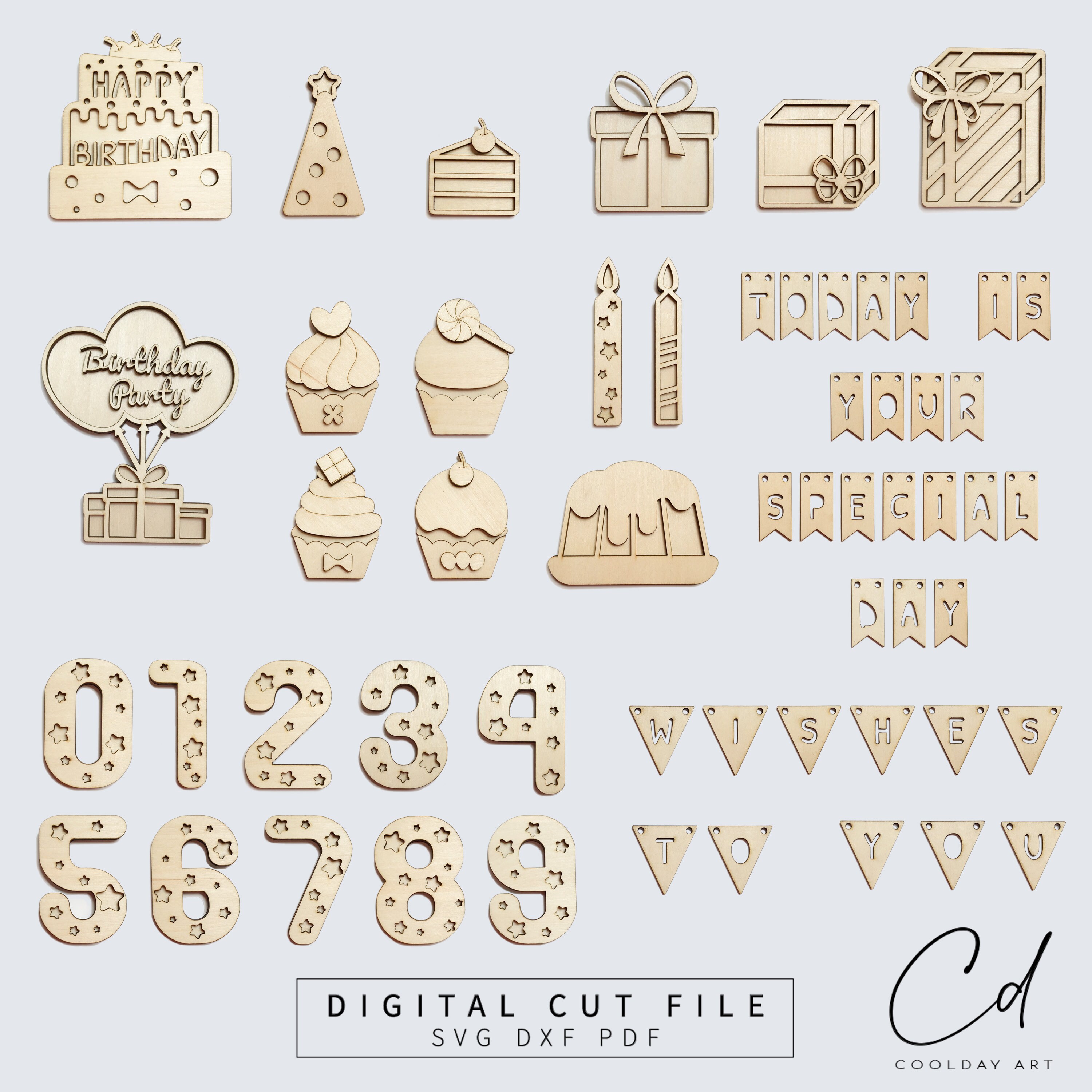 Birthday Cake Tiered Tray File SVG DXF PDF - Glowforge Laser Cut File ...