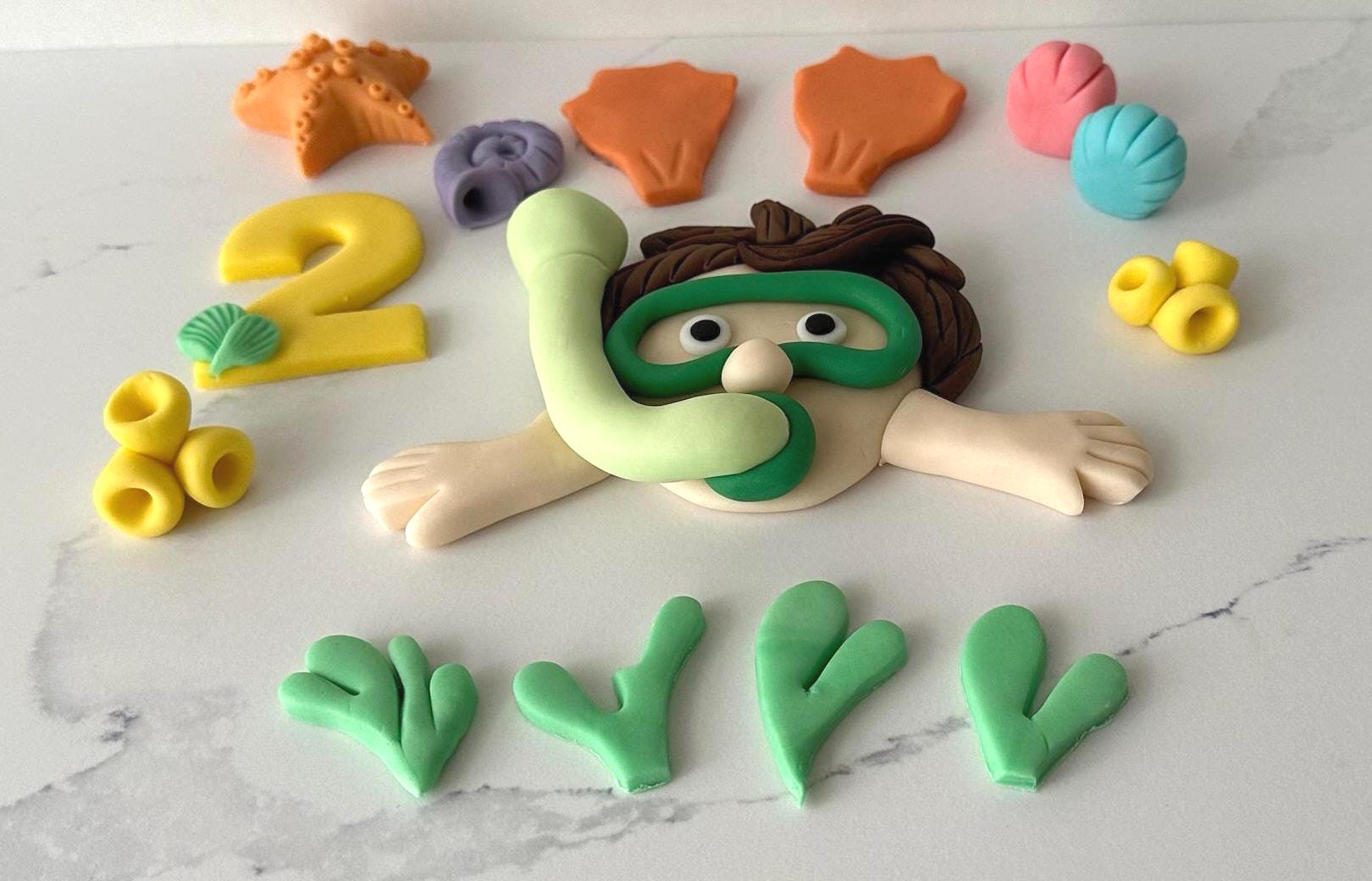 Snorkeling Cake Topper- Underwater Diver Boy\girl With Flippers - Ocean ...