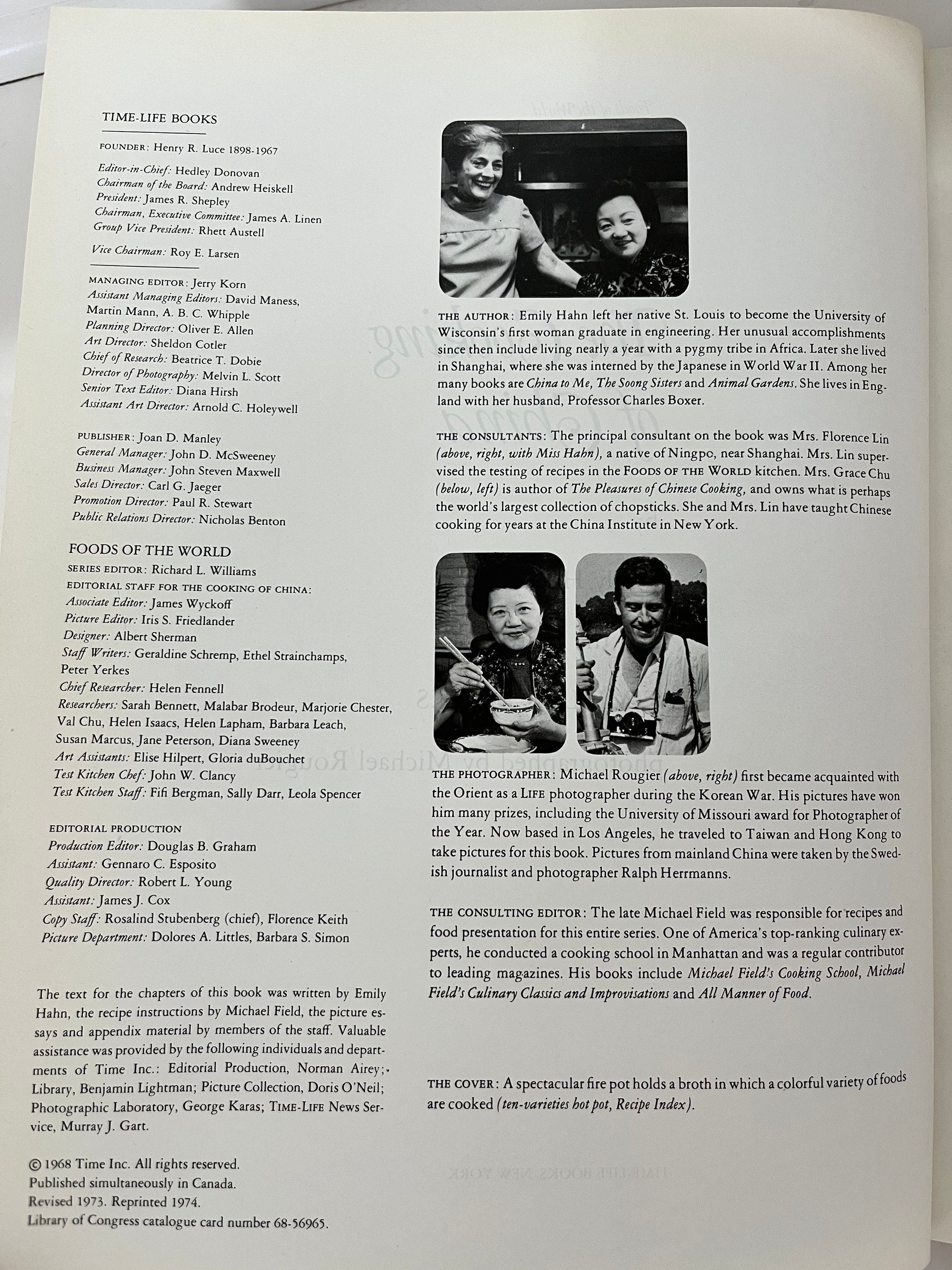 The Cooking of China by Emily Hahn. Foods of the World, Time Life Books ...