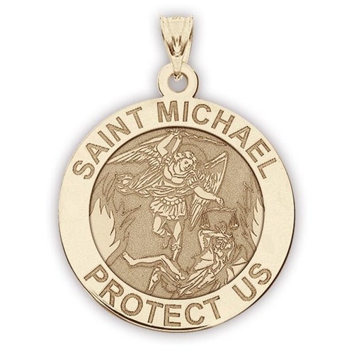 Solid 14K Gold Saint Michael Badge - Etsy