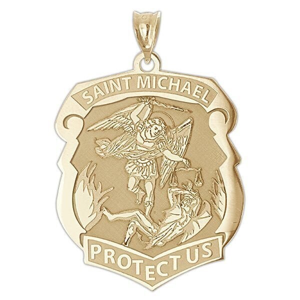 Saint Michael Police Badge Medal Necklace - Personalized Saint Michael ...