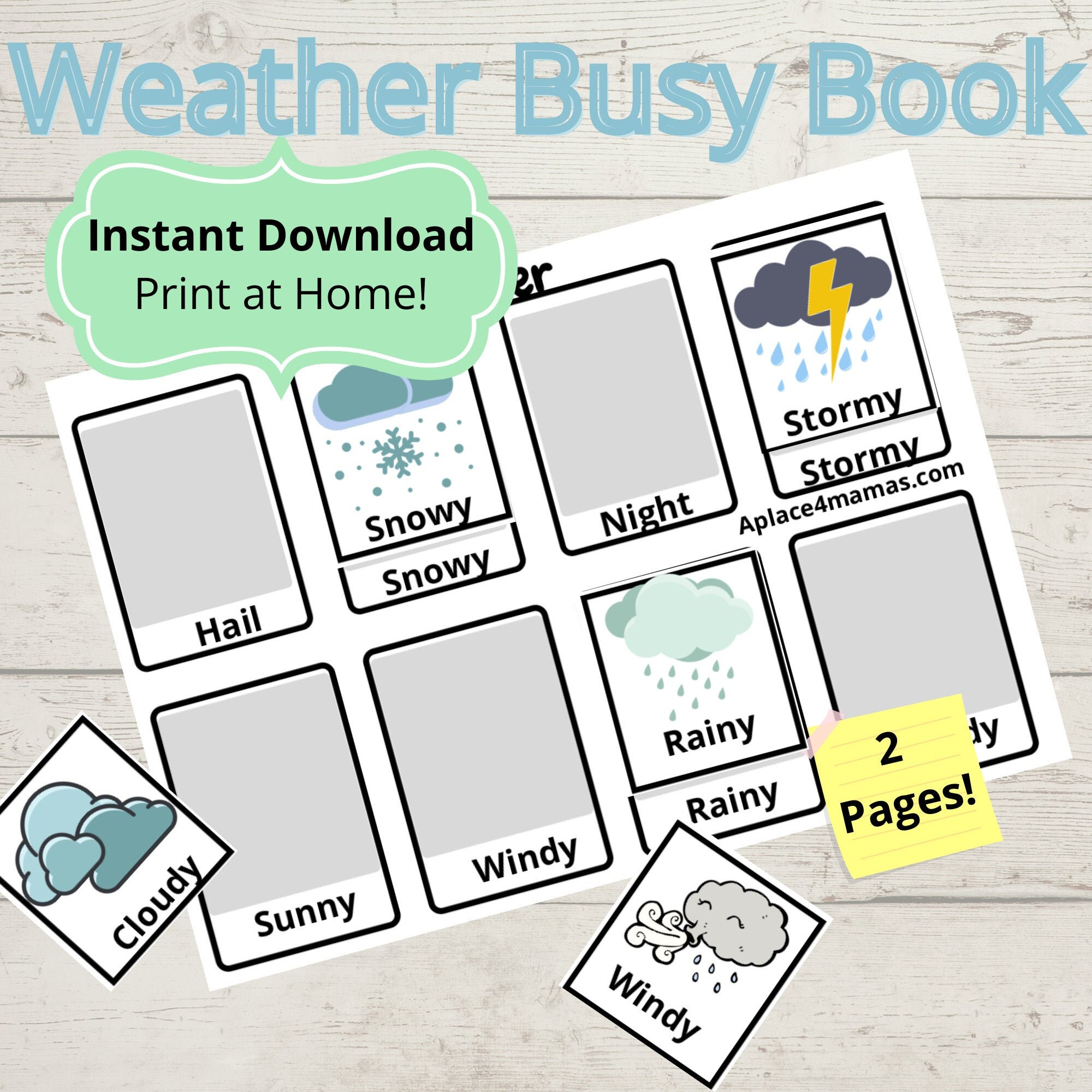 Weather Matching Game, Weather Game, Weather Busy Book, Busy Book ...